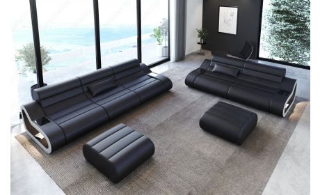 Sofagarnituren Set in Leder und auch Stoff - Design Couchgarnituren